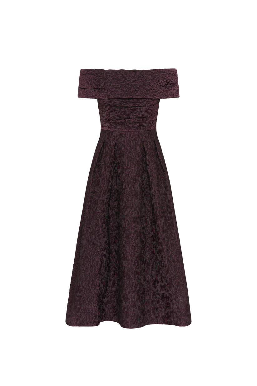 Adalyn Off The Shoulder Midi Dress – Rebecca Vallance