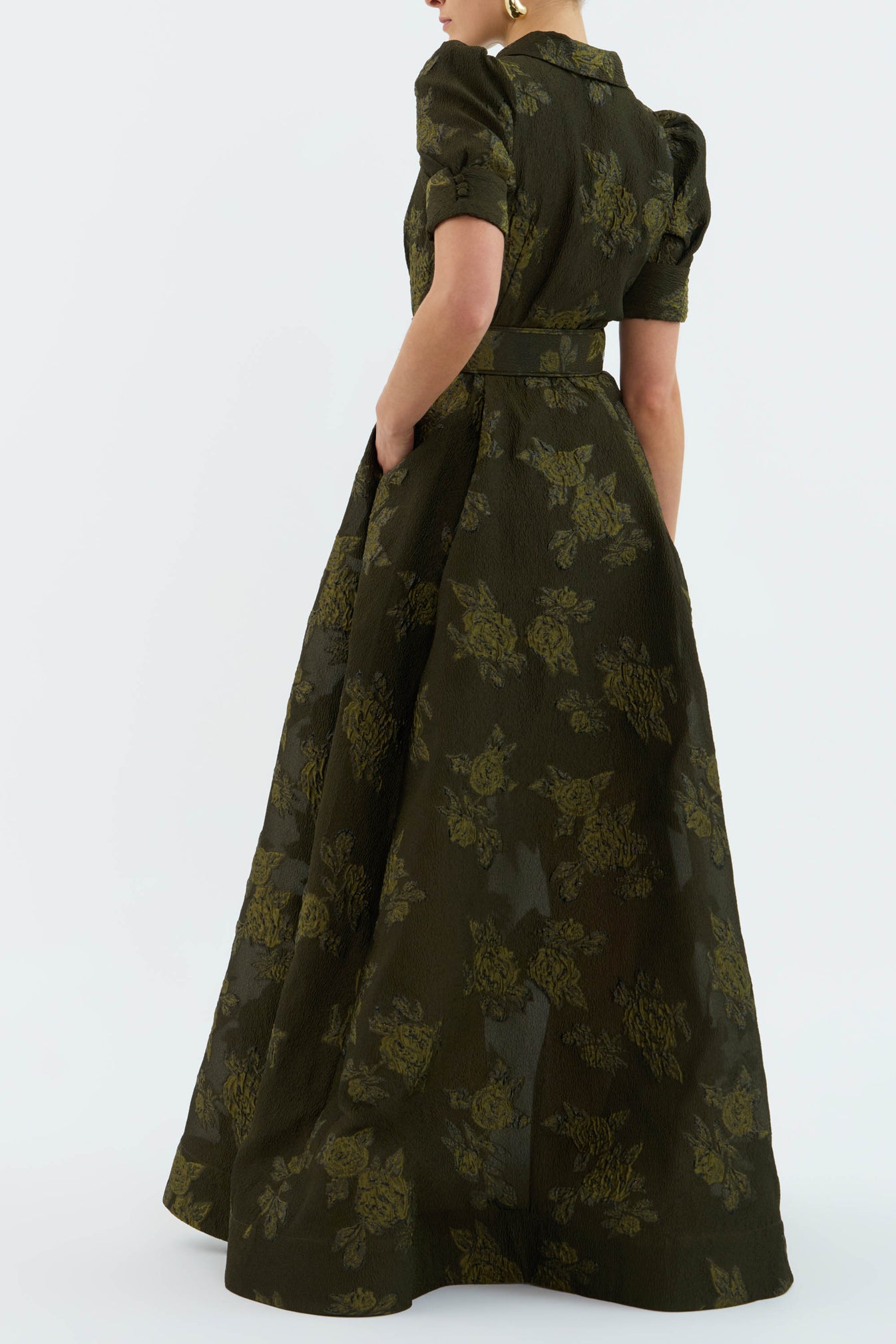 Annette Button Gown Khaki – Rebecca Vallance
