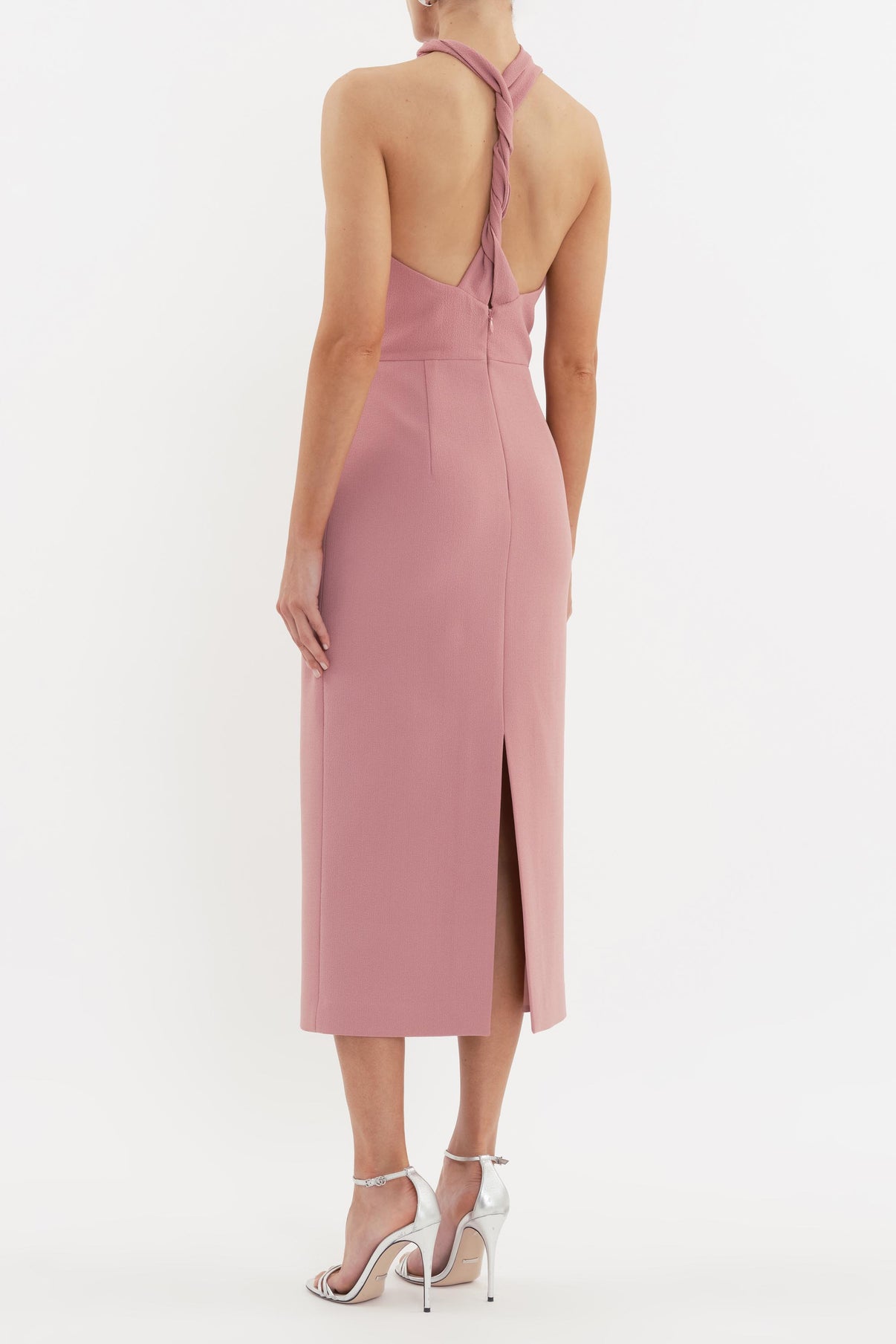 Elora Halter Midi Dress Dusty Rose – Rebecca Vallance