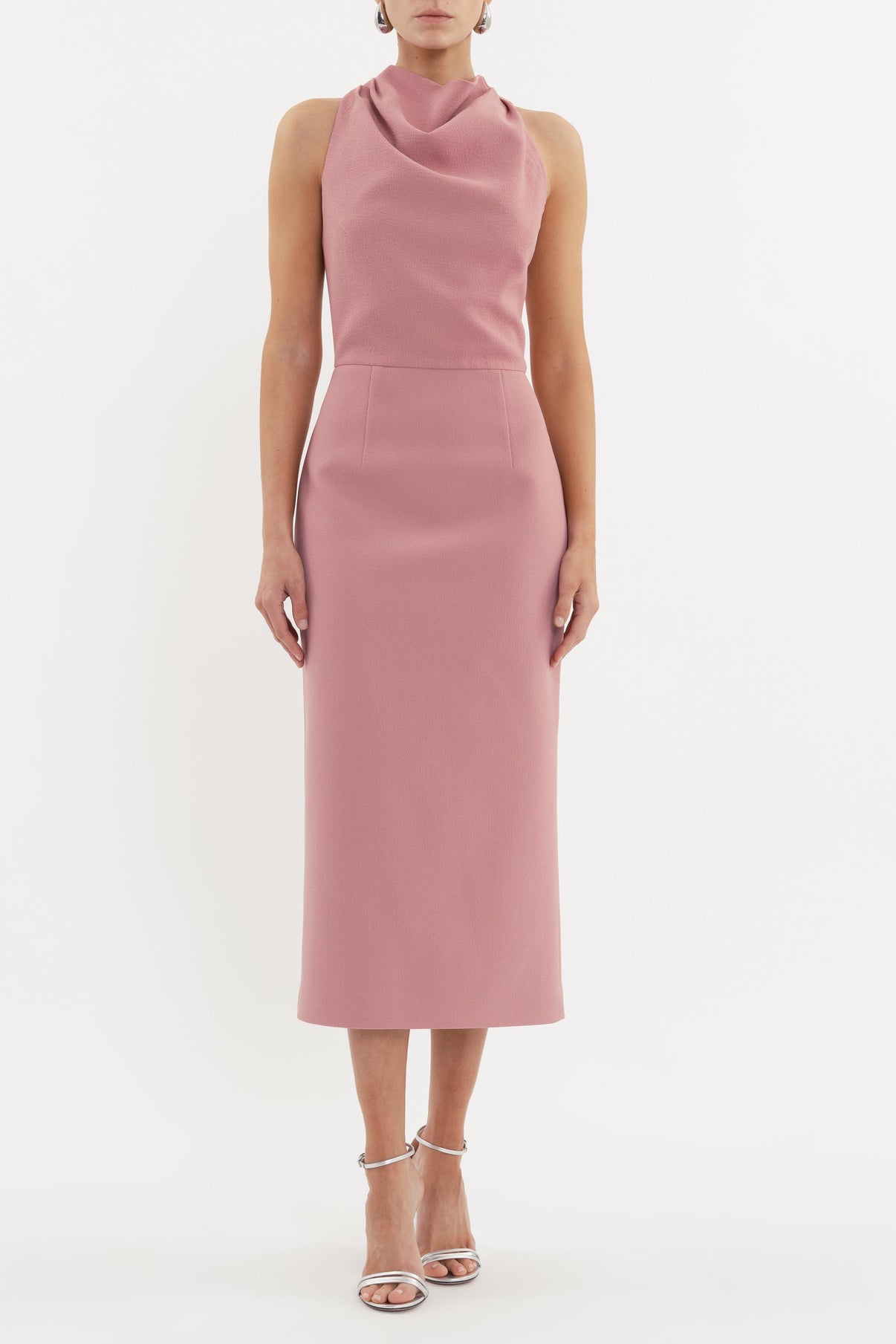 Elora Halter Midi Dress Dusty Rose – Rebecca Vallance