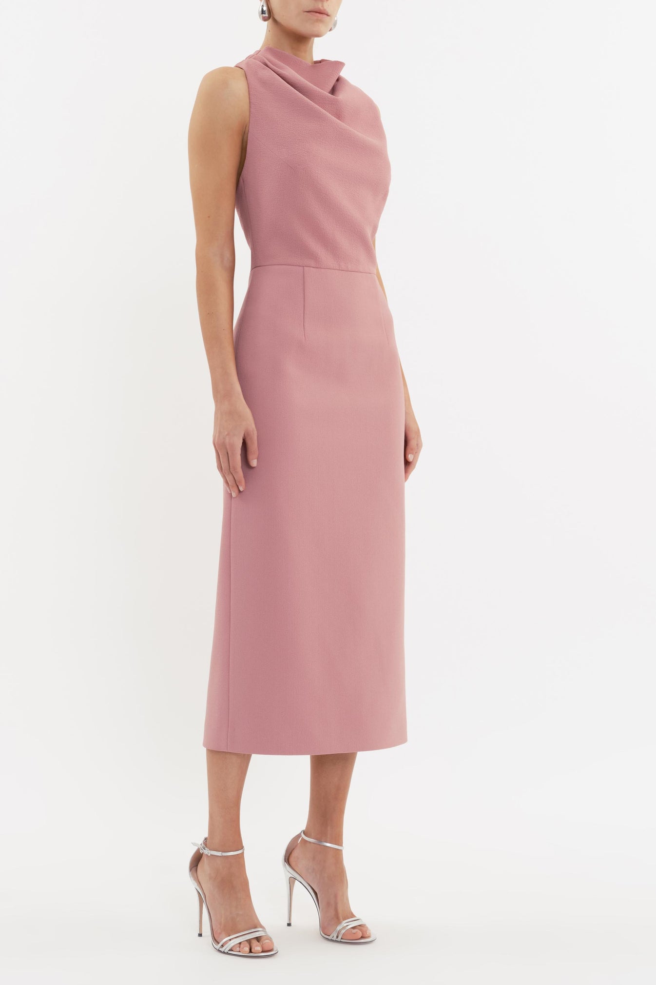 Elora Halter Midi Dress Dusty Rose – Rebecca Vallance