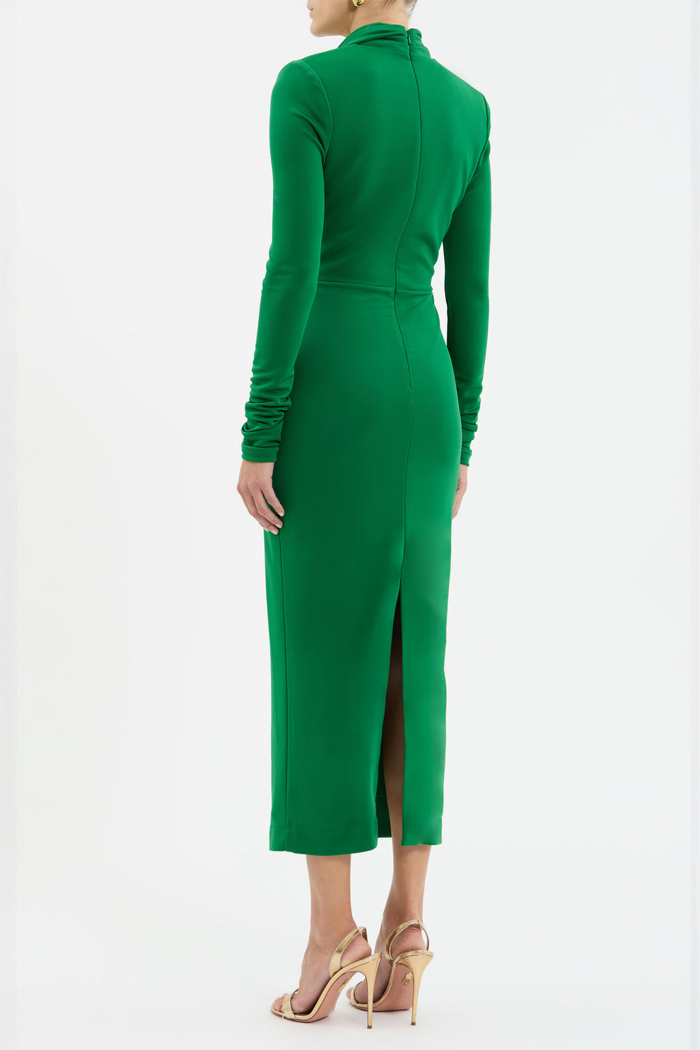 Erin Long Sleeve Midi Dress Emerald Green – Rebecca Vallance