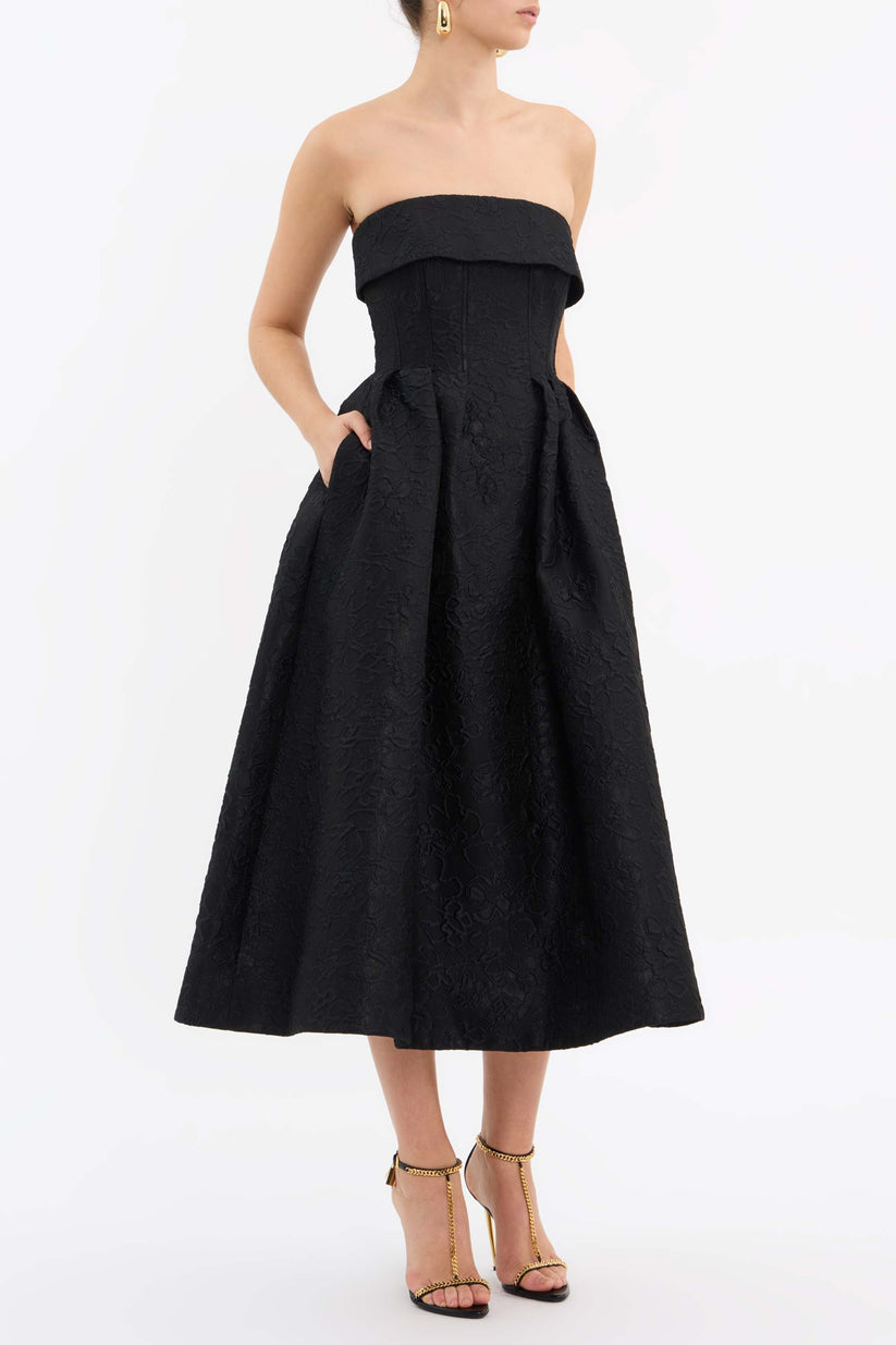 Esther Midi Dress Black – Rebecca Vallance