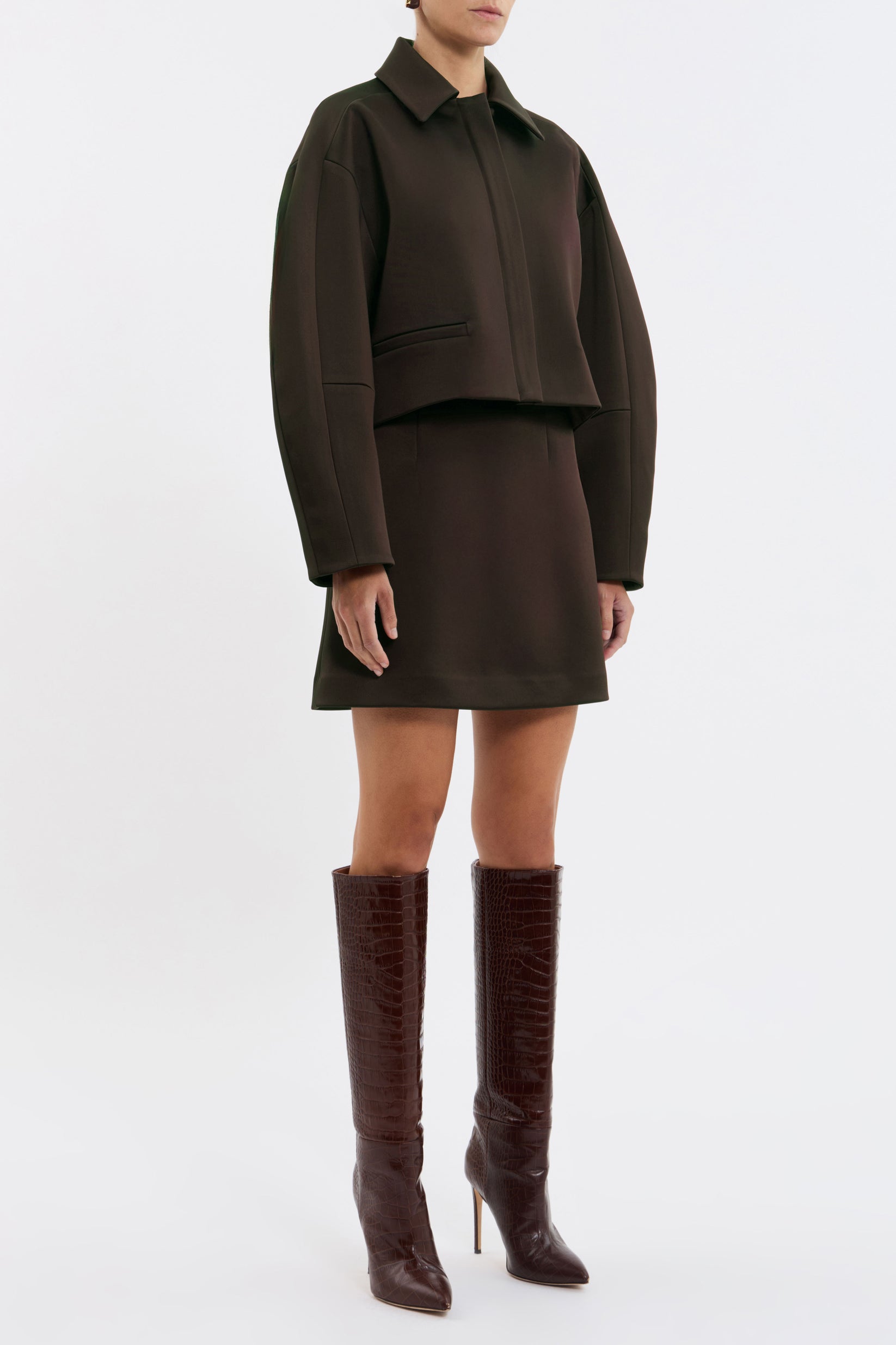 Merlot Cropped Jacket Chocolate Brown – Rebecca Vallance